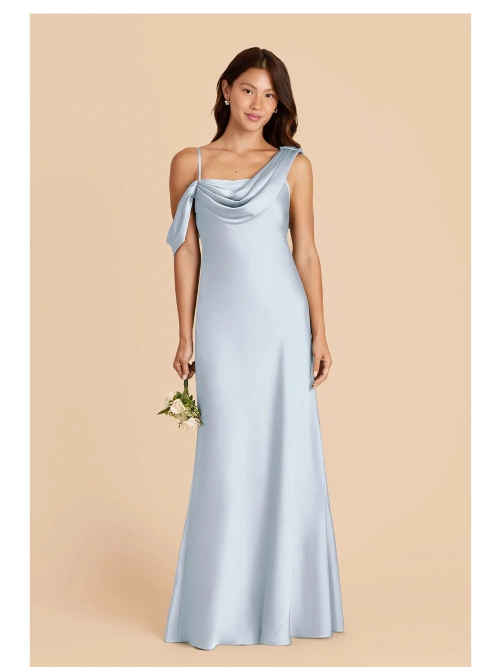 Birdy Grey | Dresses | Birdy Grey Light Blue Satin Oneshoulder Cowl ...
